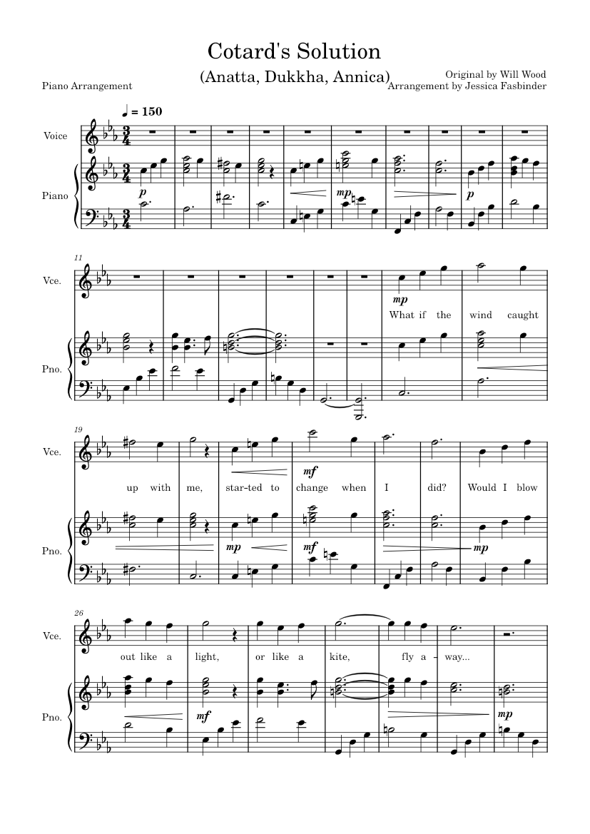 Cotard's Solution (Anatta, Dukkha, Anicca) - Will Wood and the Tapeworms (Piano Arrangement ...