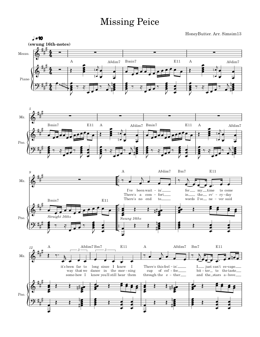 Missing Peice Sheet music for Piano, Synthesizer (Solo) | Musescore.com