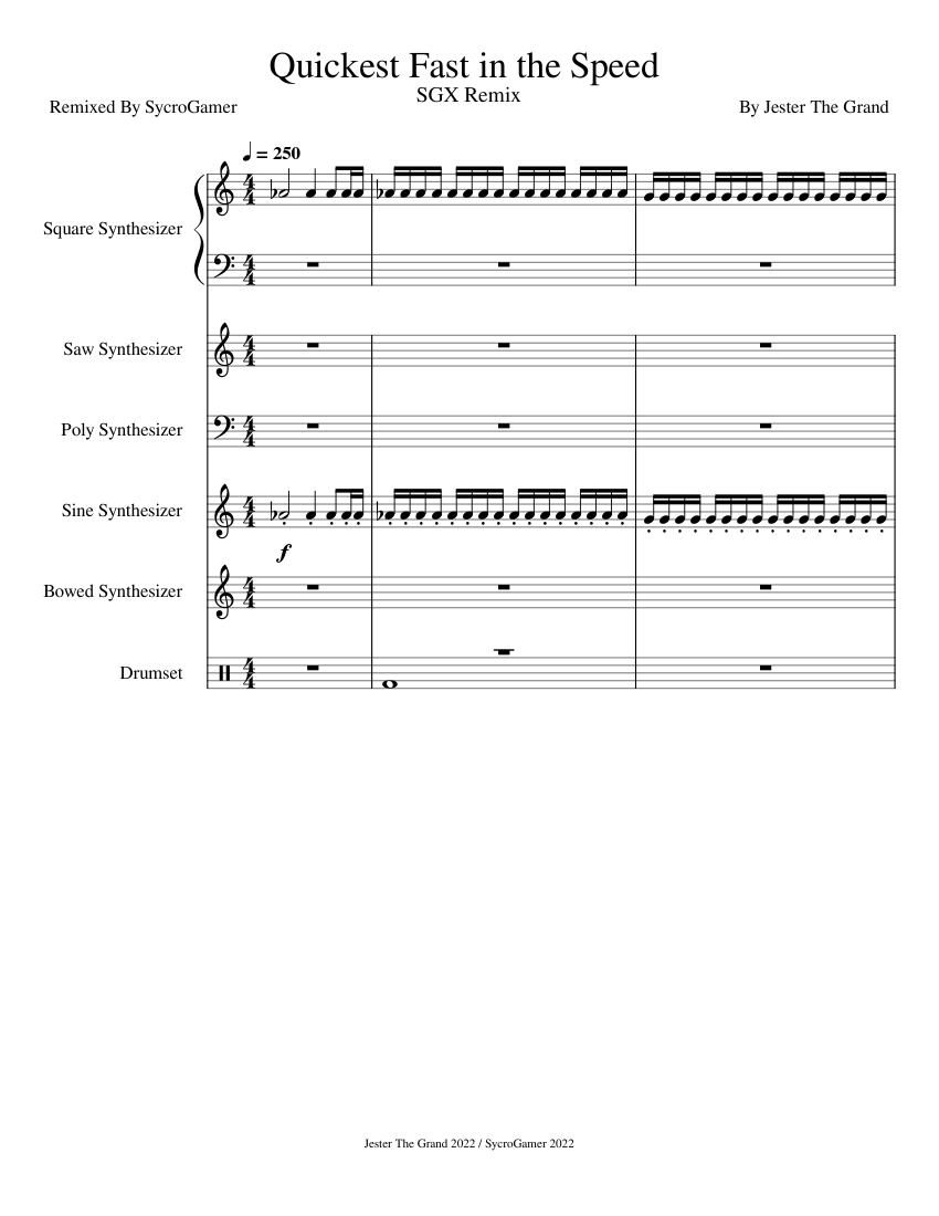 Quickest Fast in the Speed (SGX Remix) - Jester The Grand Sheet music ...