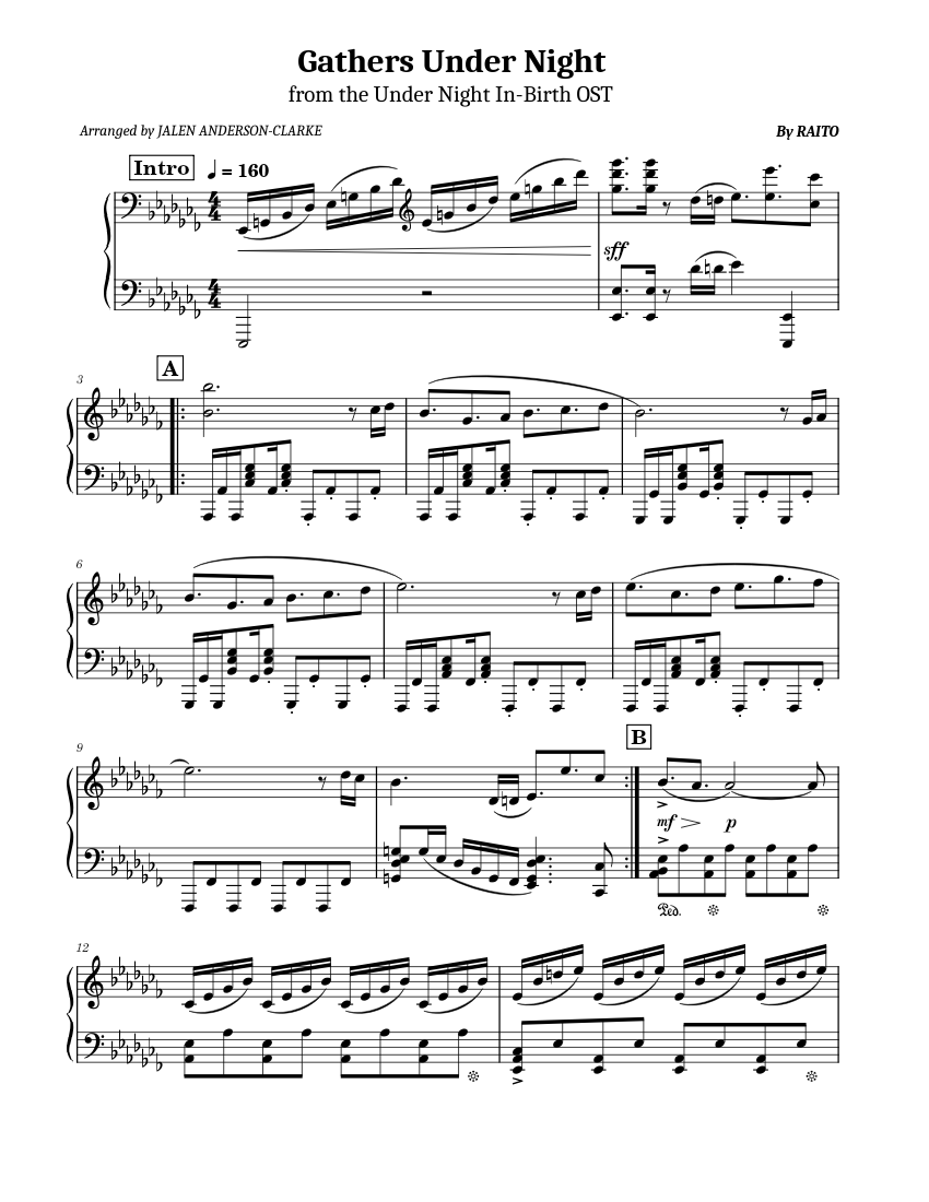 Gathers Under Night – Raito Sheet music for Piano (Solo) | Musescore.com
