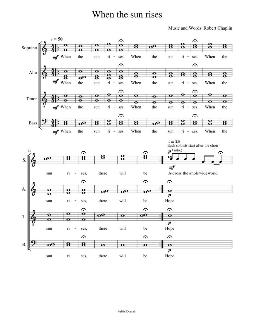 When the sun rises (for virtual choir) Sheet music for Soprano, Alto ...