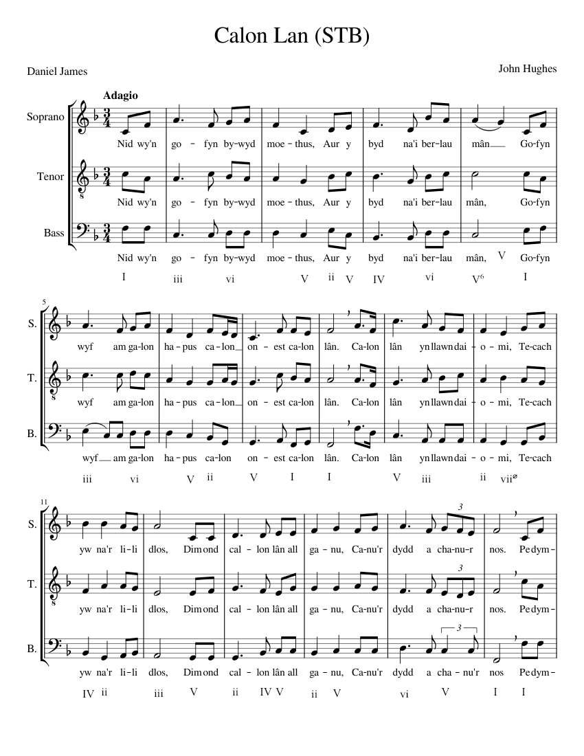 Calon Lân - STB Sheet music for Soprano, Tenor, Bass voice (Choral ...