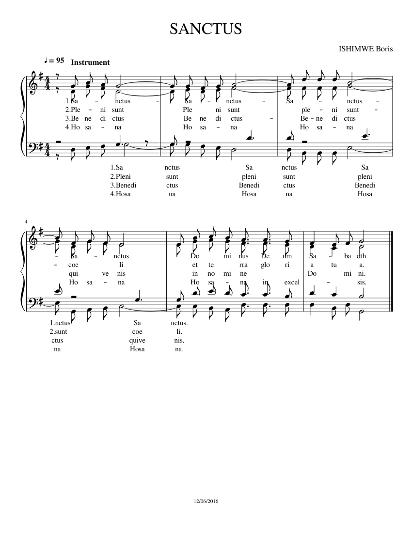 SANCTUS Sheet music for Piano (Solo) | Musescore.com