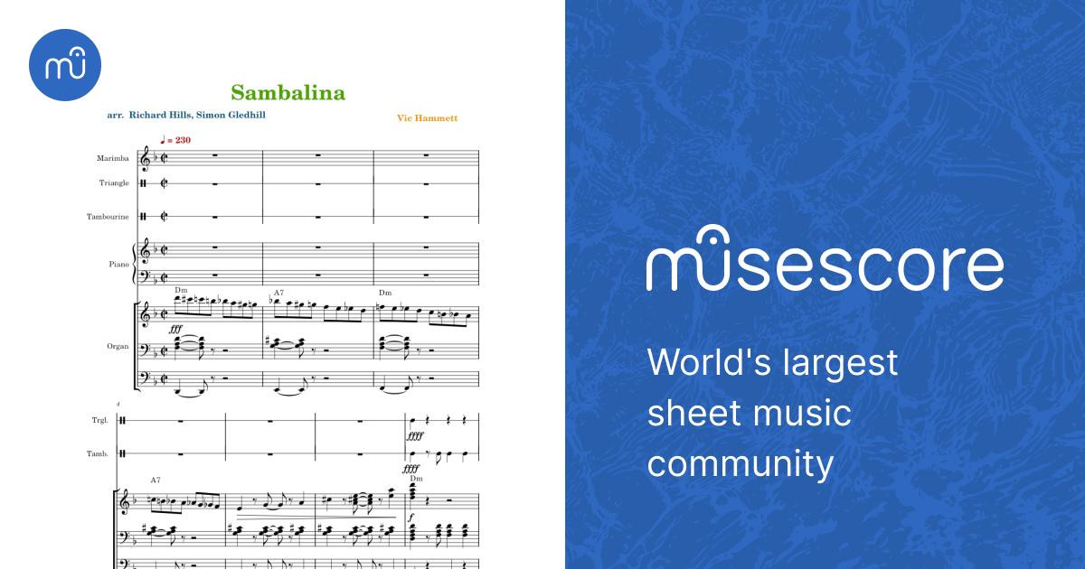 Sambalina – Vic Hammett Sheet music for Piano, Organ, Drum group ...