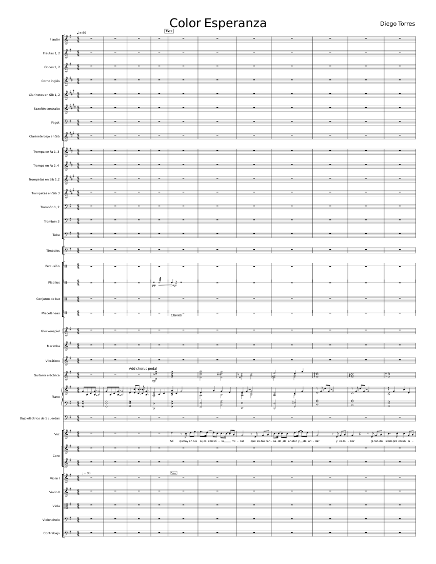 Color esperanza - Diego Torres Sheet music for Piano, Trombone, Tuba ...