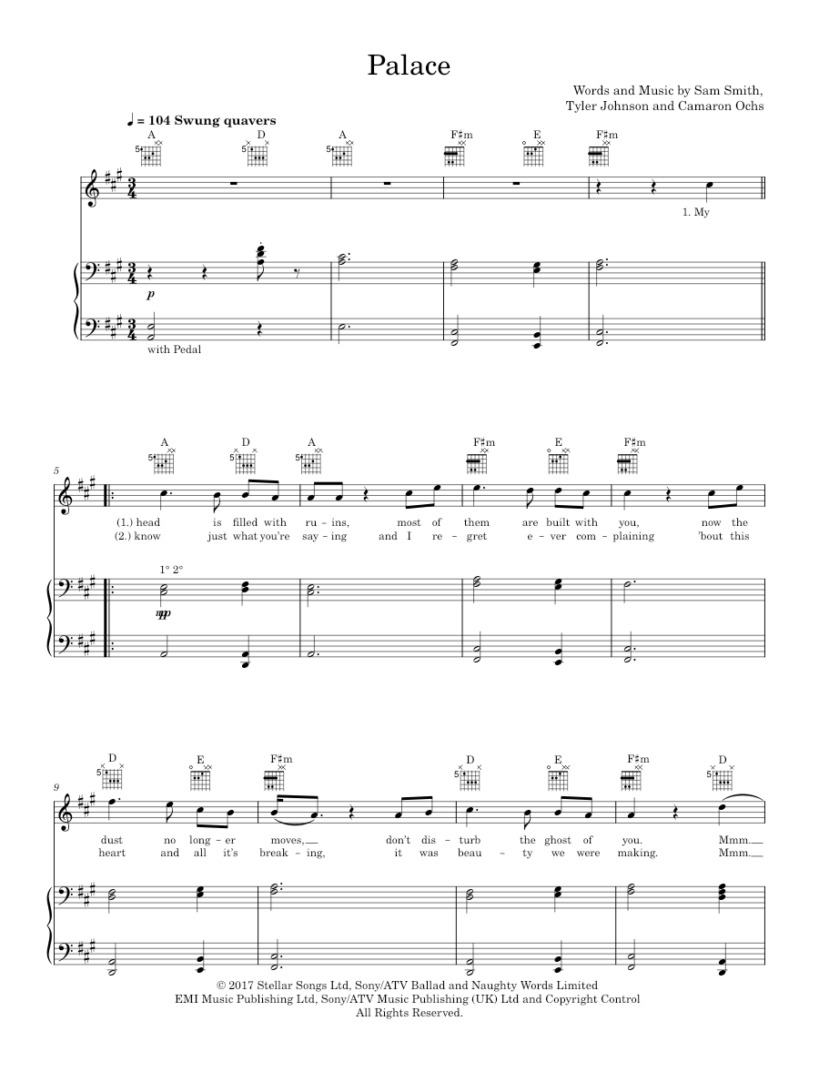 palace Sheet music for Piano, Vocals: Music Notes