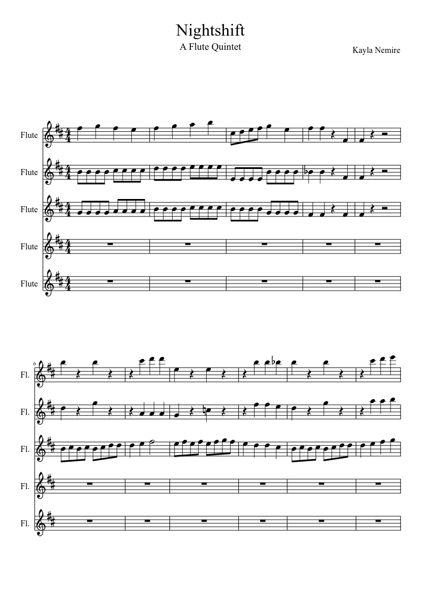 Nightshift Sheet Music for Flute (Mixed Quintet) | MuseScore.com