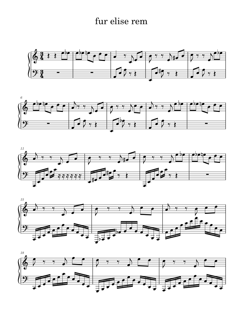fur_elise_rem Sheet music for Piano (Solo) | Musescore.com