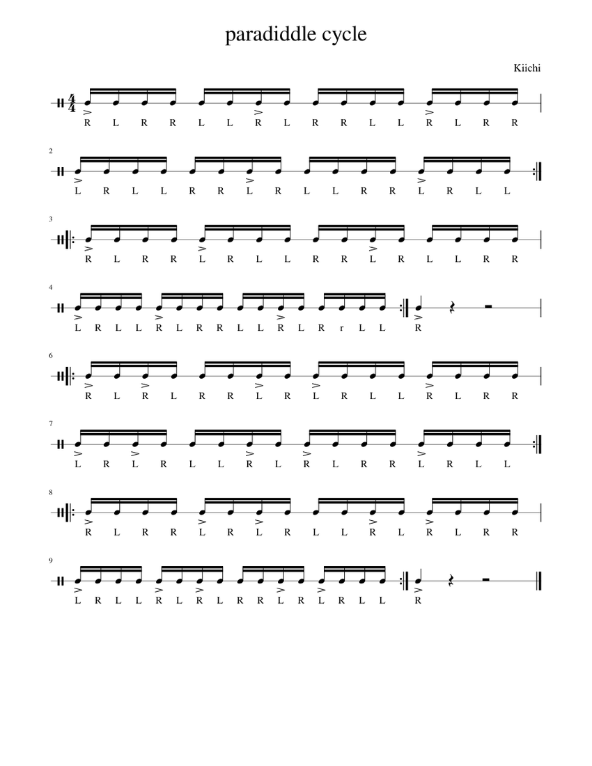 paradiddle_cycle Sheet music for Snare drum (Solo) | Musescore.com