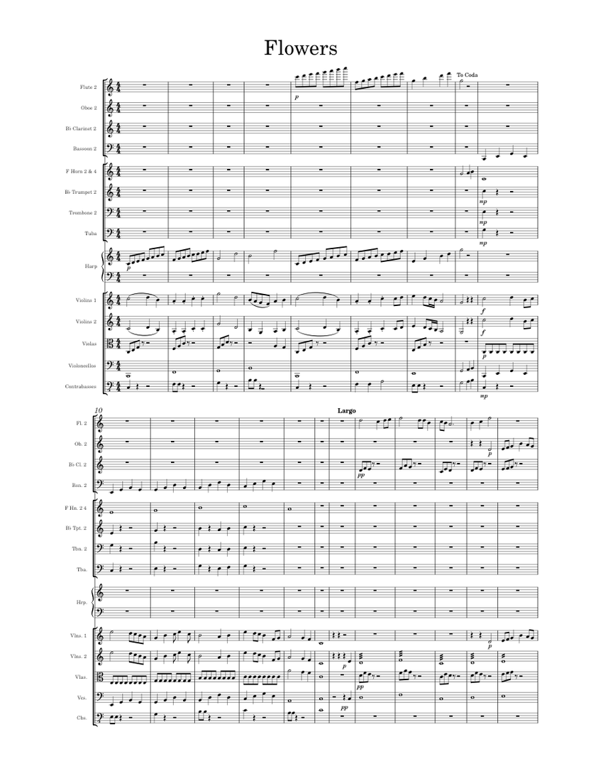 Flowers Sheet music for Trombone, Tuba, Flute, Oboe & more instruments (Symphony Orchestra ...