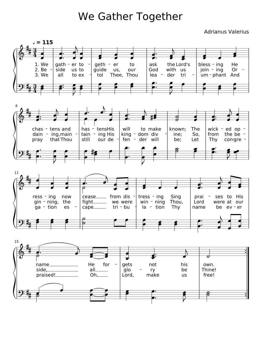 We Gather Together Sheet music for Piano (Solo) | Musescore.com