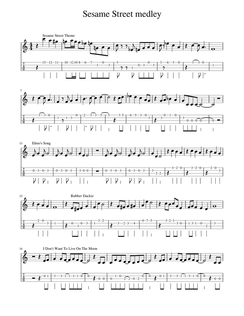 Sesame Street medley Sheet music for Ukulele (Solo) | Musescore.com