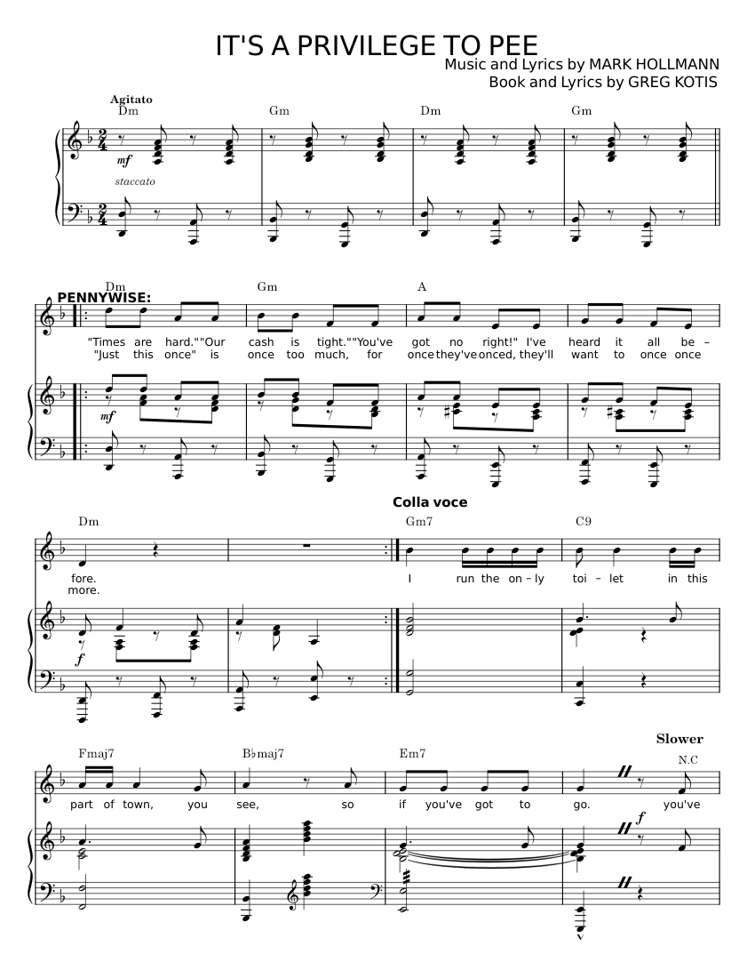 It's a Privilege To Pee - MARK HOLLMANN Sheet Music for Piano ...