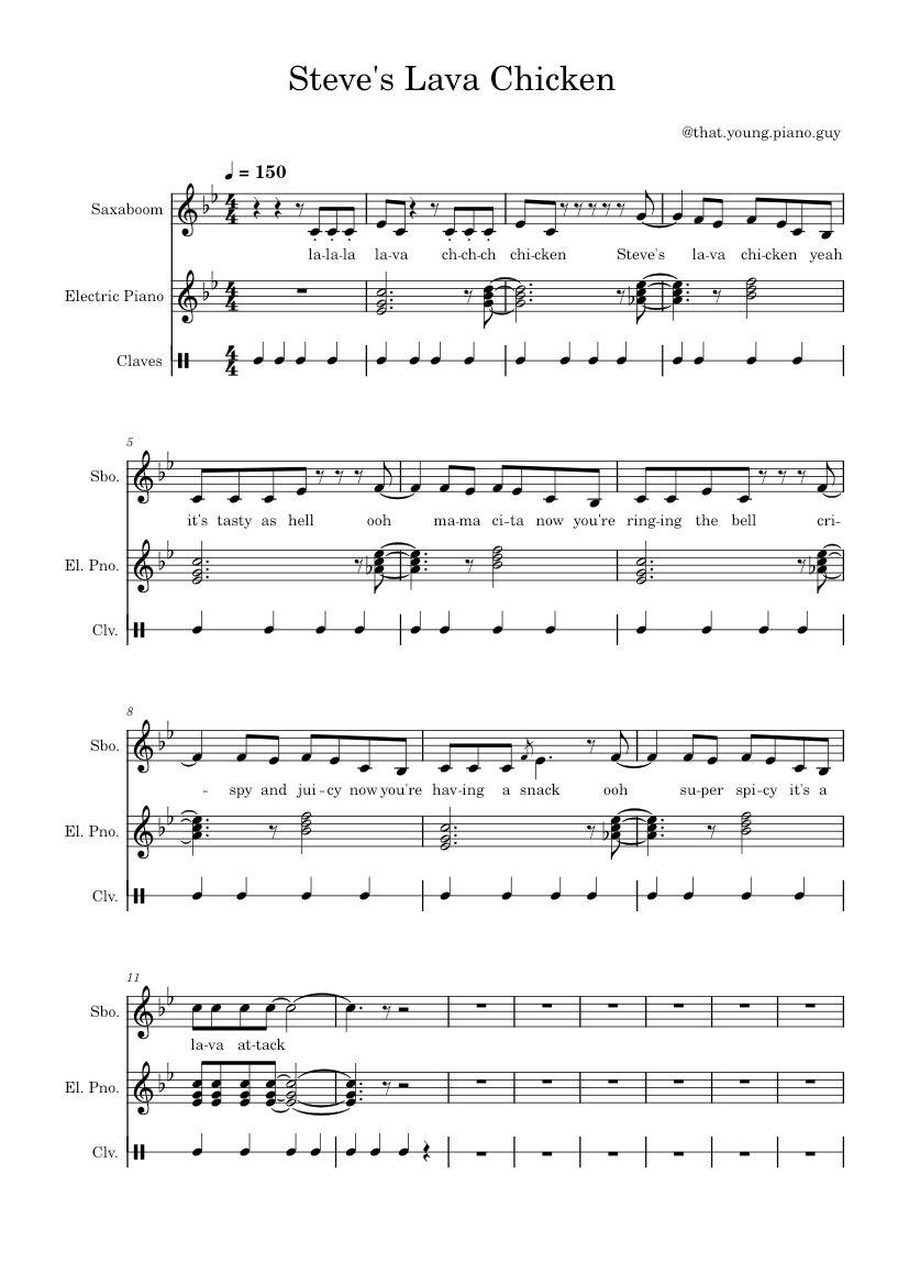 Steve's Lava Chicken – WaterTower Music Sheet Music for Piano, Drum ...