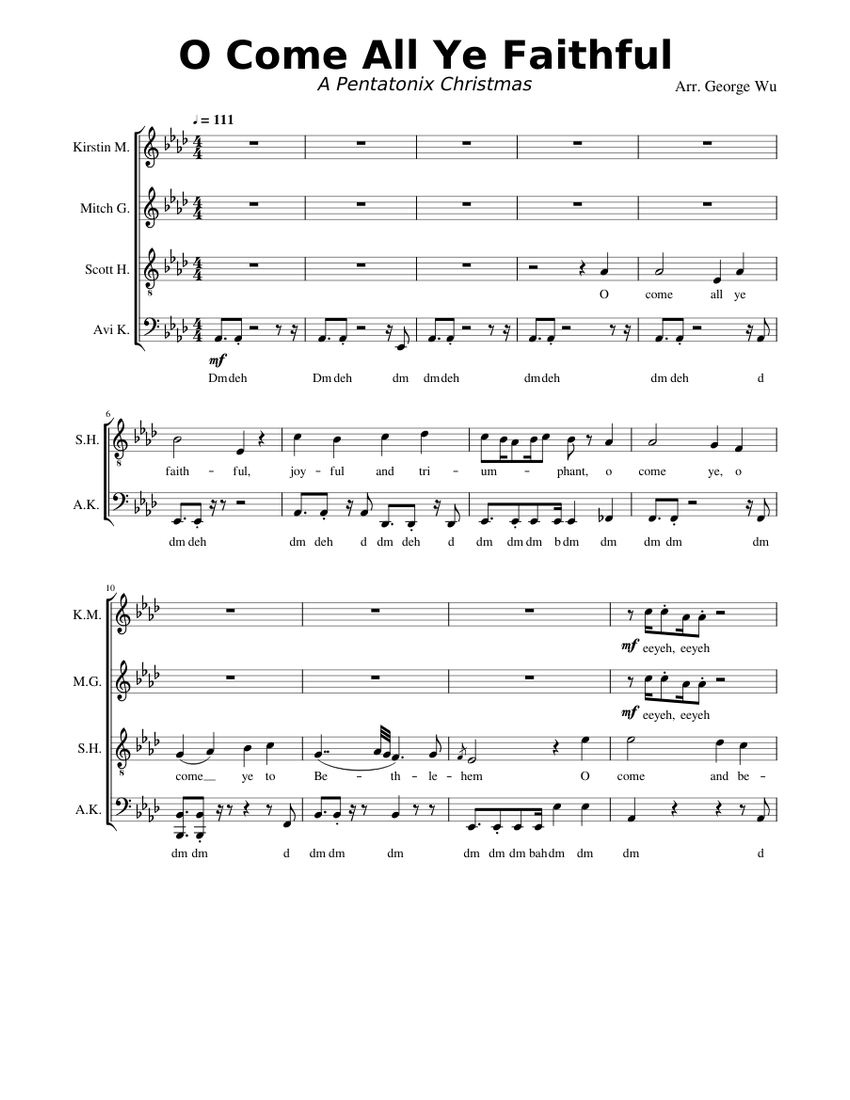 O_Come_All_Ye_Faithful Sheet music for Soprano, Alto, Tenor, Bass voice ...