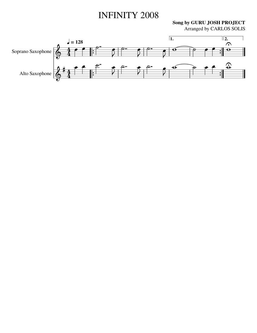 INFINITY 2008 by CARLIT0CHURRIT0 Sheet Music for Saxophone alto ...