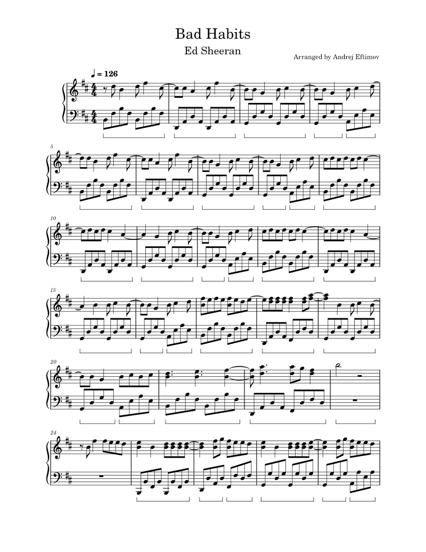 Bad Habits – Ed Sheeran Sheet music for Piano (Solo) | Musescore.com