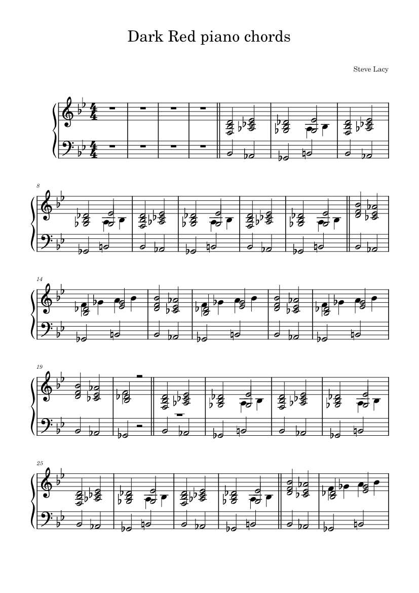 Dark red – Steve Lacy Dark Red piano chords extended Sheet Music for ...