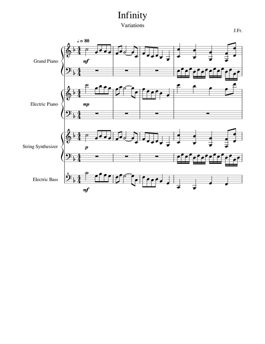 Infinity Sheet music for Piano, Bass guitar, Strings group (Mixed ...