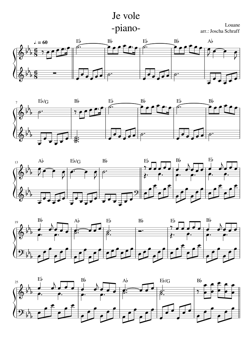 Louane - Je vole (piano) Sheet music for Piano (Solo) | Musescore.com