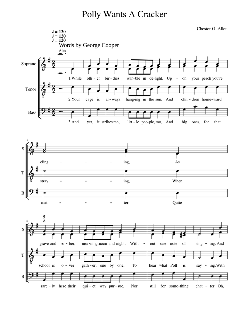 Polly Wants a Cracker - Chester G. Allen Sheet music for Bass guitar ...