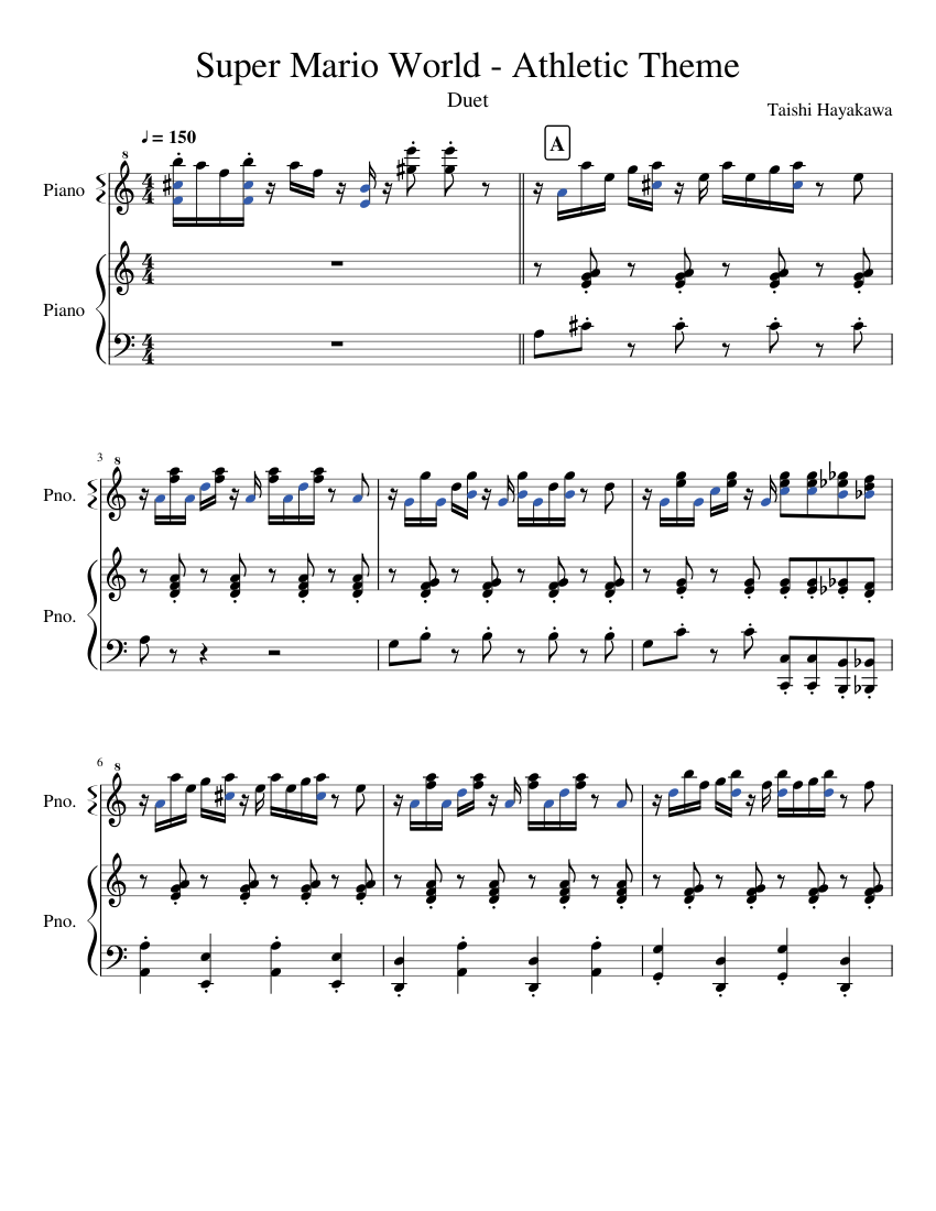 Super Mario World - Athletic Theme Sheet music for Piano (Solo ...