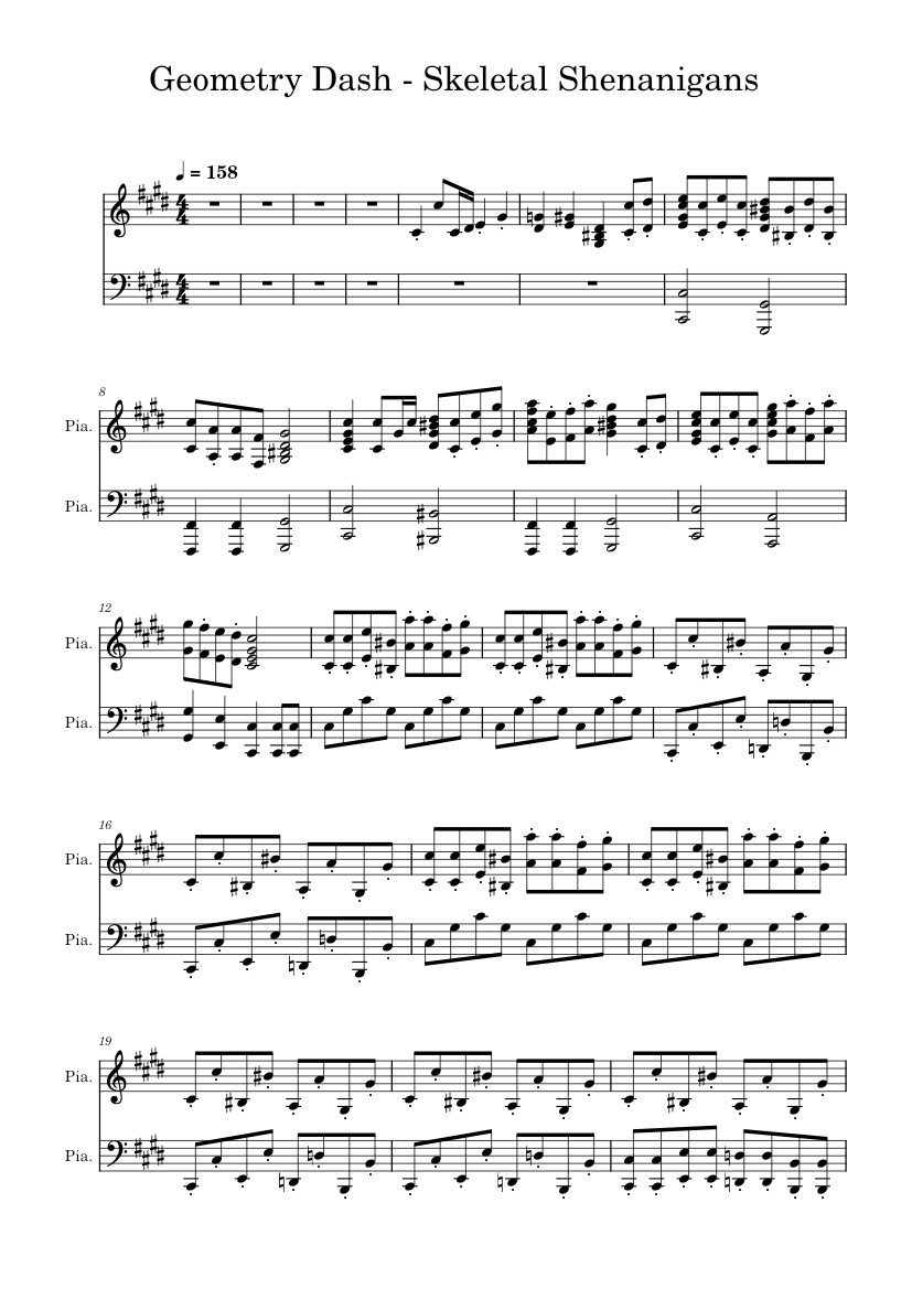 Geometry Dash - Skeletal Shenanigans Sheet Music for Piano (Piano Duo ...