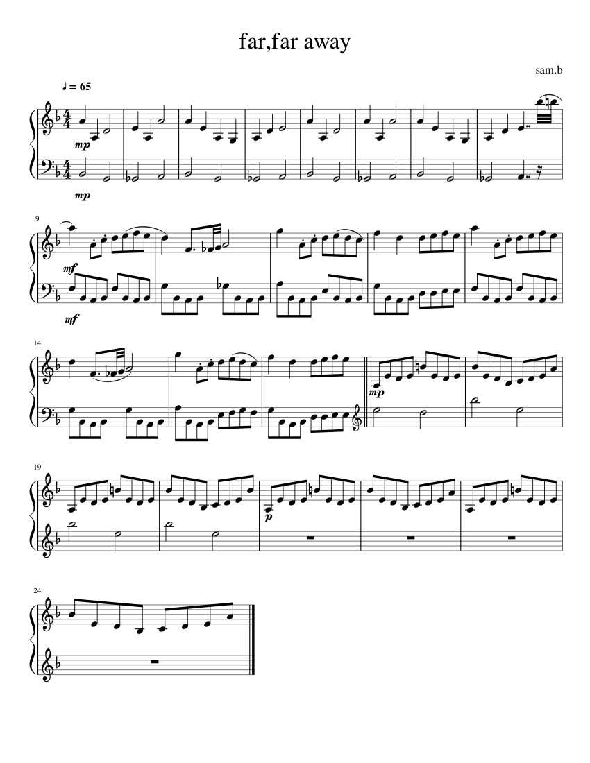 far,far away Sheet music for Piano (Solo) Easy | Musescore.com