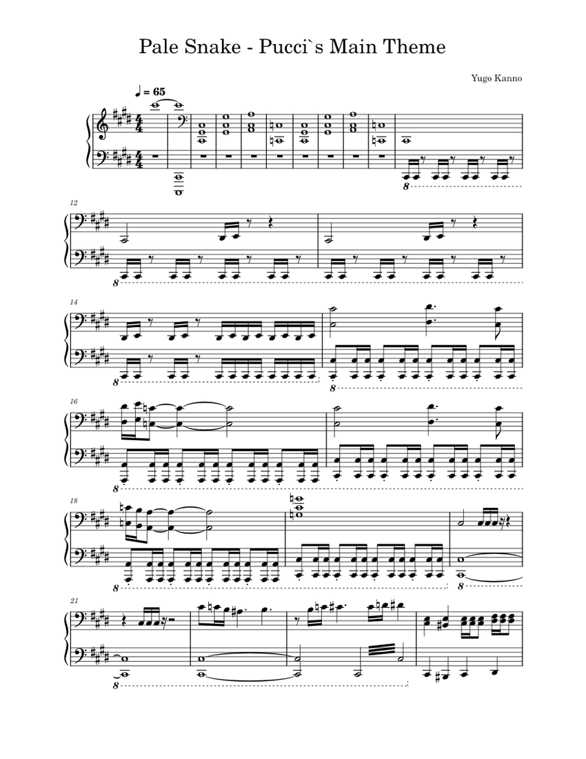 Pucci Theme – Yugo Kanno from JoJo: Stone Ocean Sheet music for Piano ...