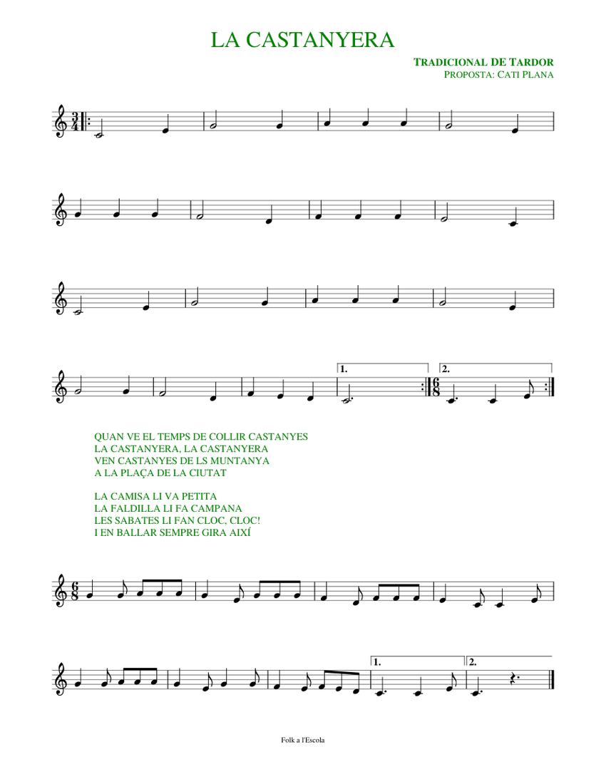 LA CASTANYERA Sheet music for Piano (Solo) Easy | Musescore.com