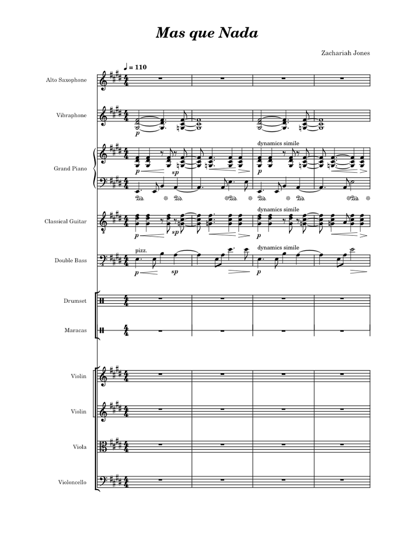 Mas que Nada Sheet music for Piano, Saxophone alto, Contrabass ...