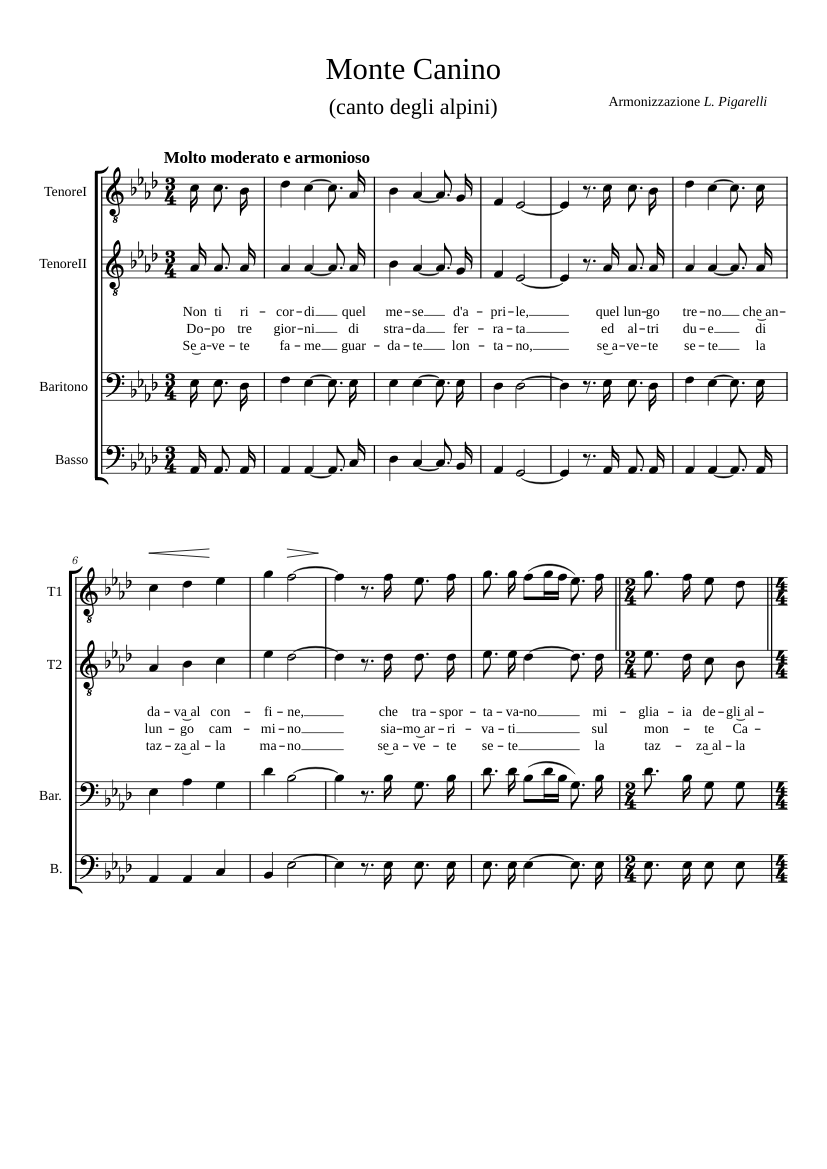 Monte Canino – Pigarelli Monte Sheet Music for Violin, Cello ...