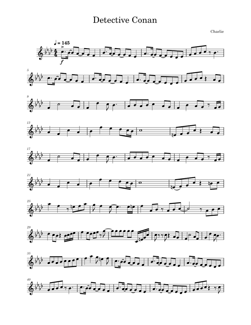 Detective conan theme – Misc Cartoons Detective Conan Sheet music for ...