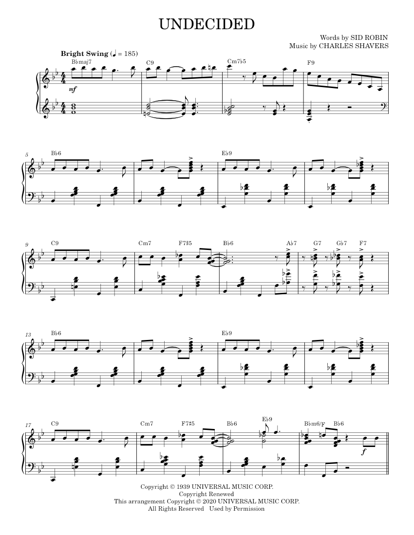 Play Official version of Undecided [Jazz version] (arr. Brent Edstrom ...