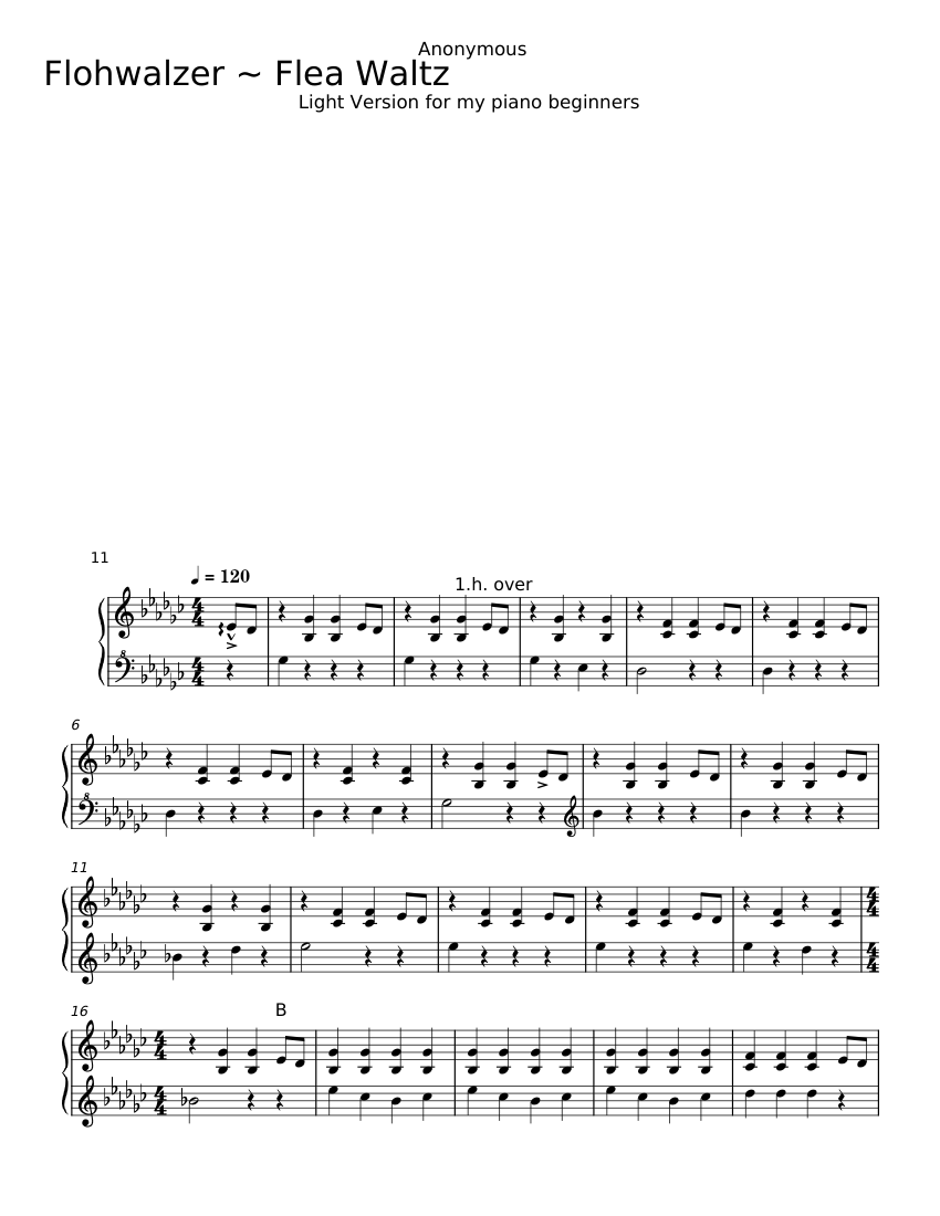 Flohwalzer Flea Waltz Sheet Music for Piano (Piano Duo) | MuseScore.com