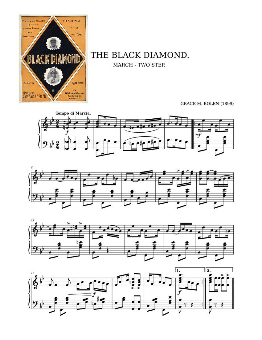 The Black Diamond by Grace M. Bolen (1899) Sheet music for Piano (Solo ...