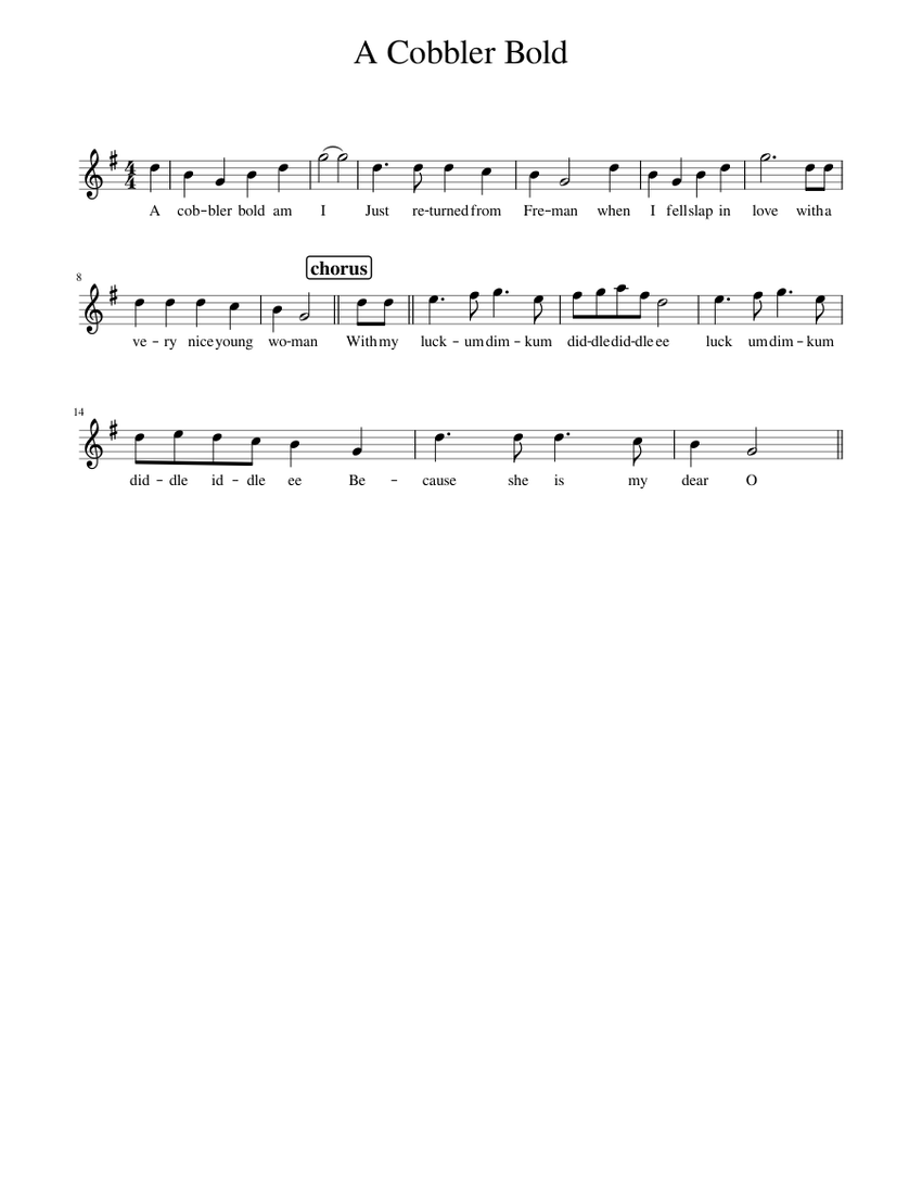 A Cobbler Bold Sheet music for Piano (Solo) | Musescore.com