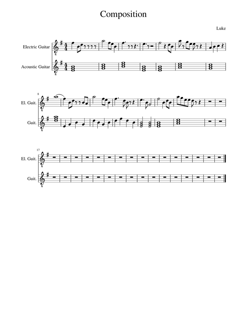 composition 15th Sheet music for Guitar (Mixed Duet) | Musescore.com