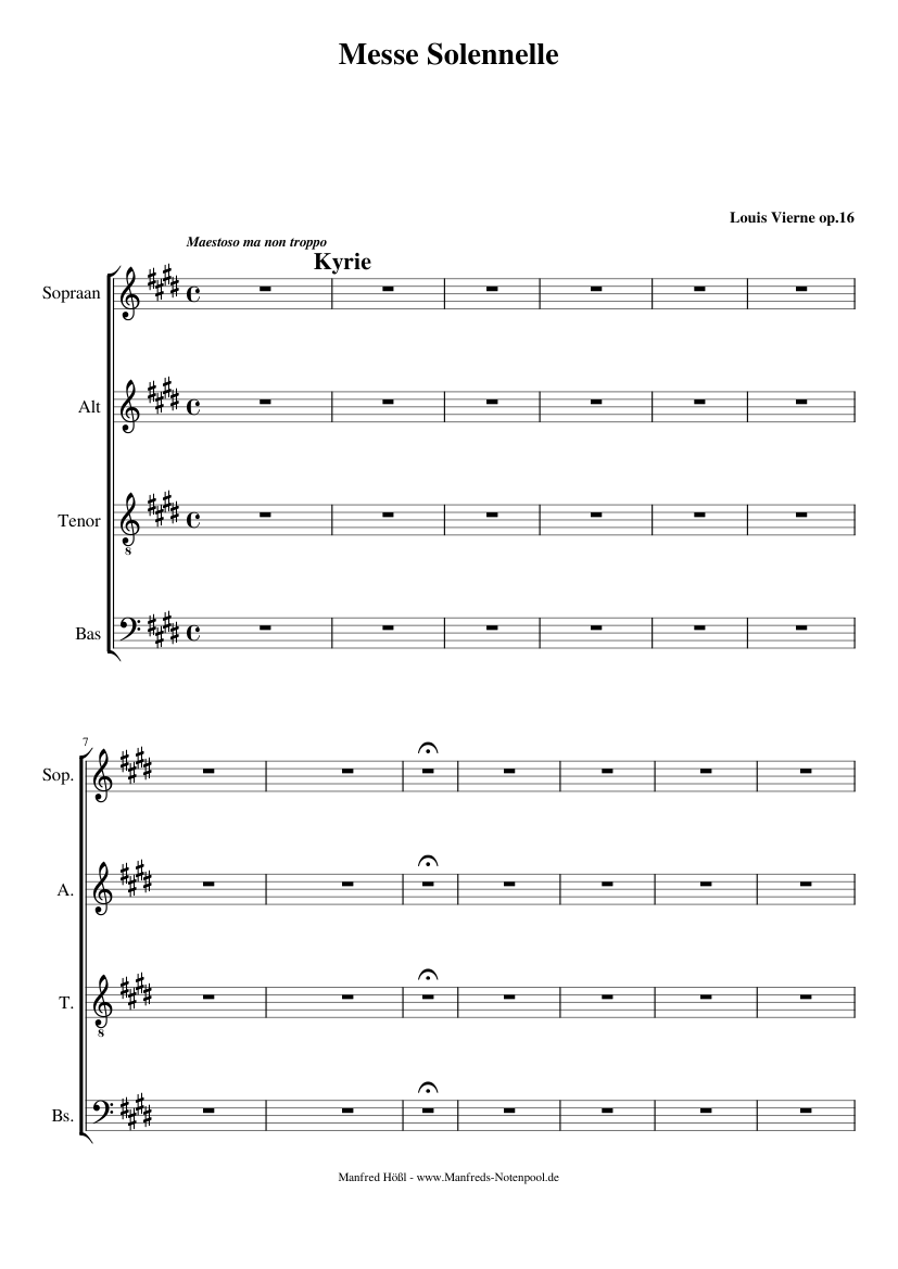 Messe Solennelle (Vierne) Sheet Music for Soprano, Alto, Tenor, Bass ...