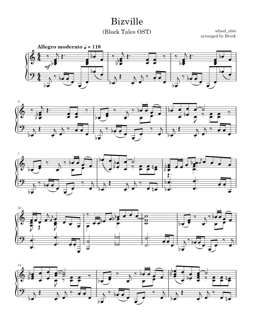 Bizville - Block Tales Sheet Music for Piano (Solo) | MuseScore.com
