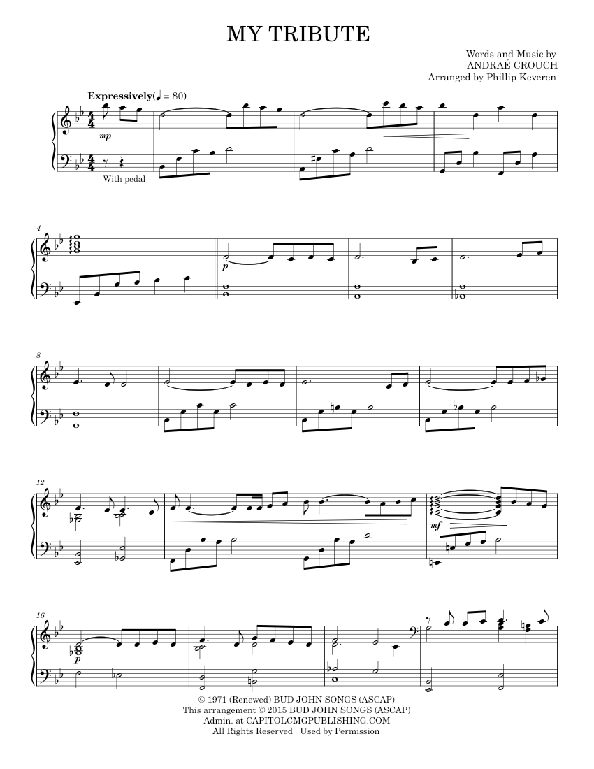 Play Official version of My tribute Sheet Music by Andraé Crouch for ...