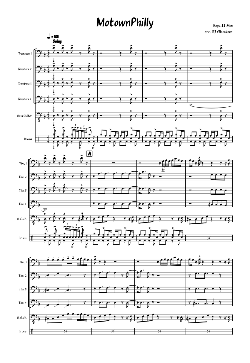 MotownPhilly Sheet Music with Chords for Trombone, Bass guitar, Drum ...