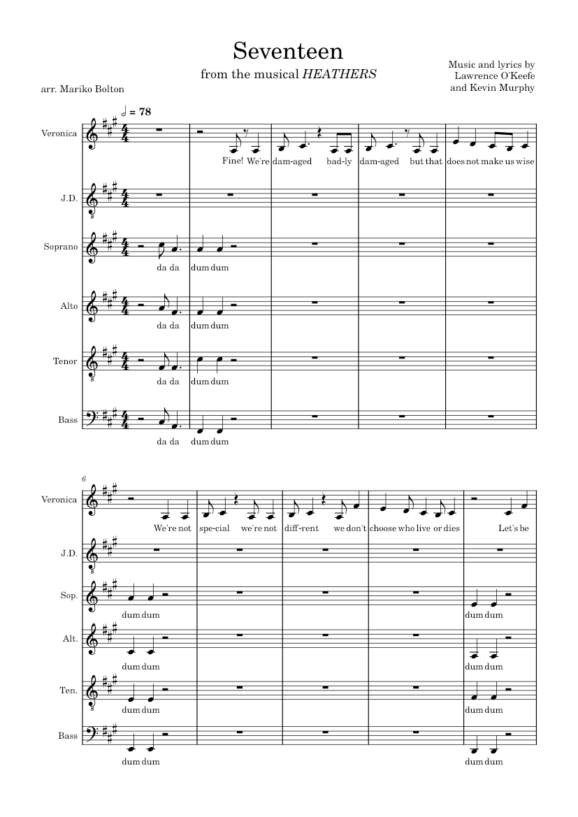 Seventeen – Heathers The Musical Seventeen Sheet Music for Piano ...