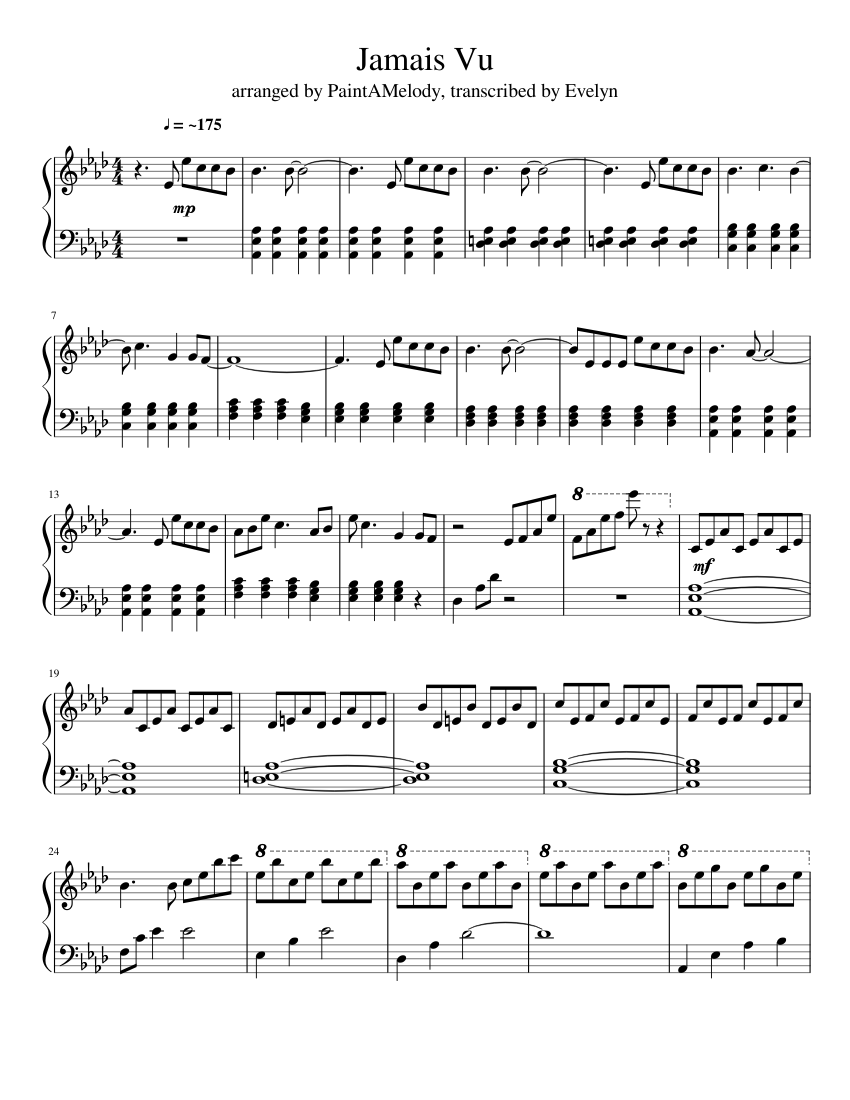 Jamais Vu Sheet Music for Piano (Solo) | MuseScore.com