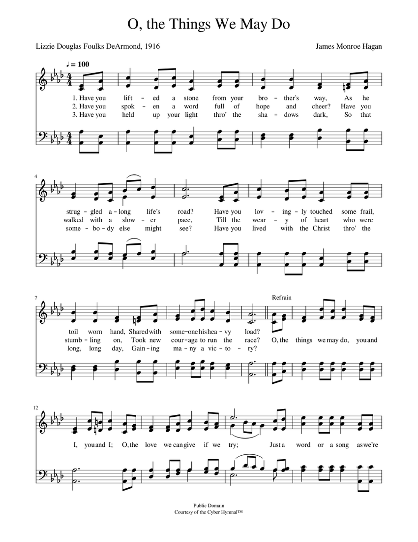 O, the things we may do - James M. Hagan - piano tutorial