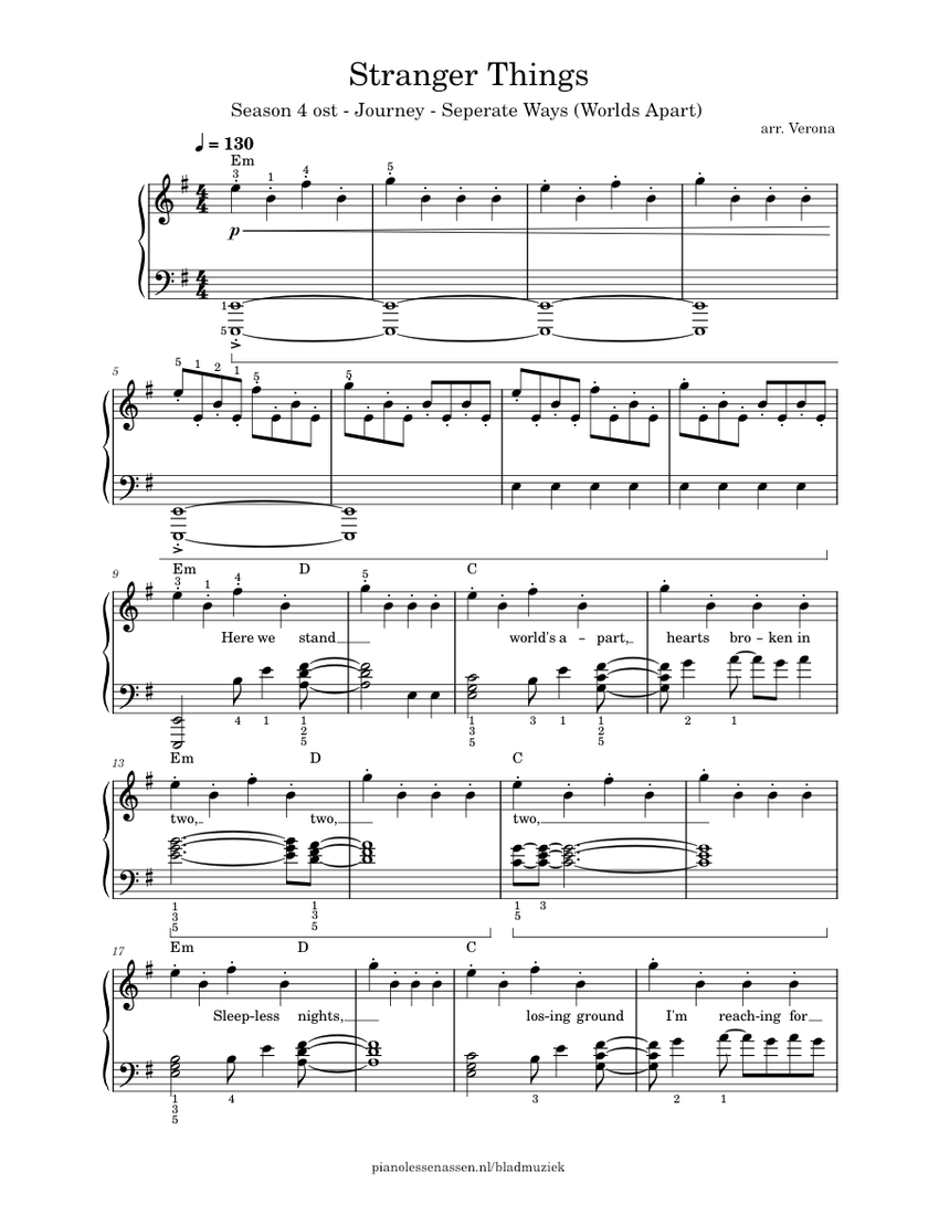 Stranger Things Season 4 - Seperate Ways (Worlds Apart) Sheet music for ...