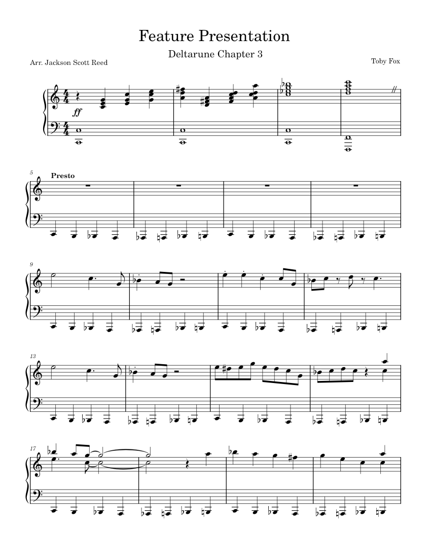 Feature Presentation (from DELTARUNE Chapter 3) Sheet Music for Piano (Solo) Easy | MuseScore.com