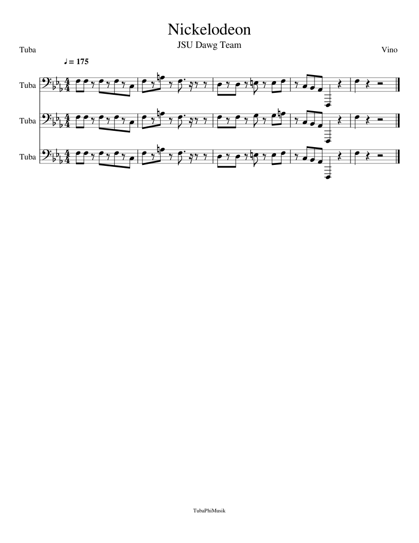Nickelodeon Sheet music for Tuba (Brass Quartet) | Musescore.com