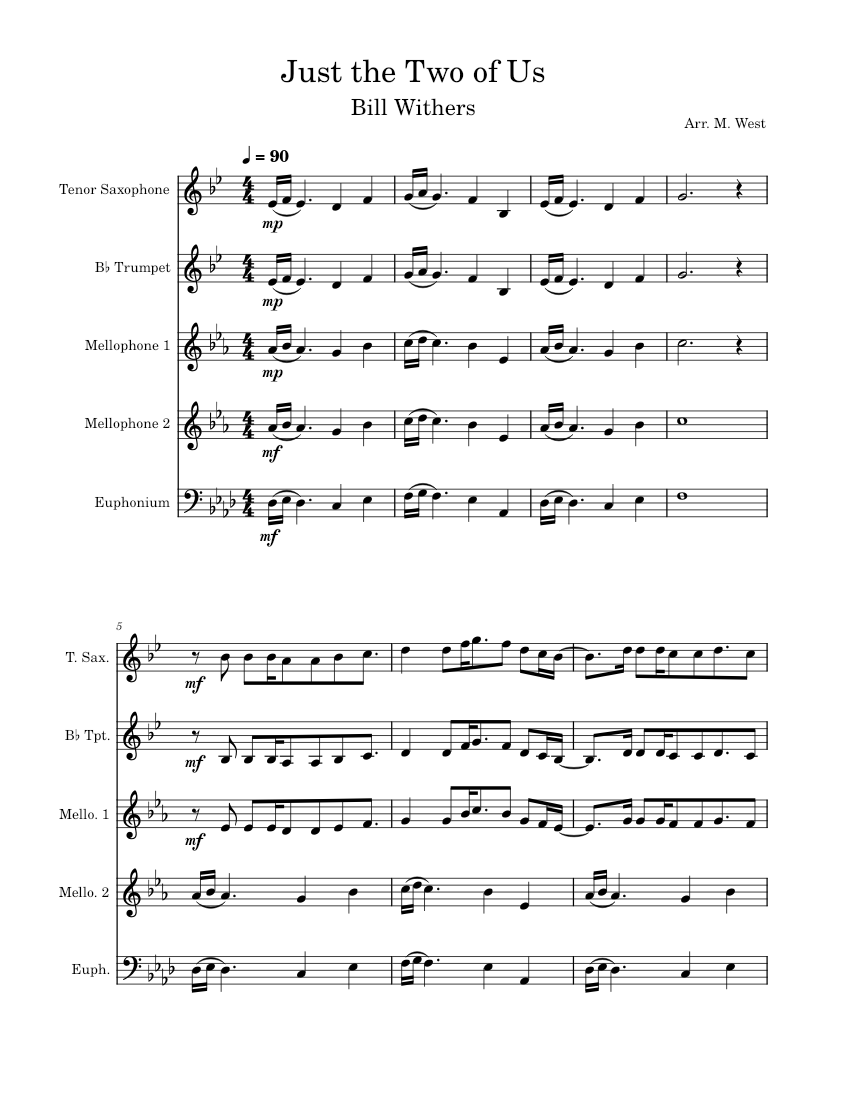 Just the Two of Us Sheet music for Euphonium, Mellophone, Saxophone tenor, Trumpet in b-flat ...