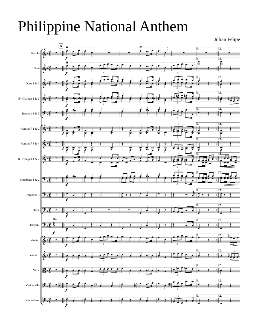 The Philippine National Anthem - Julian Felipe Sheet music for Trombone ...